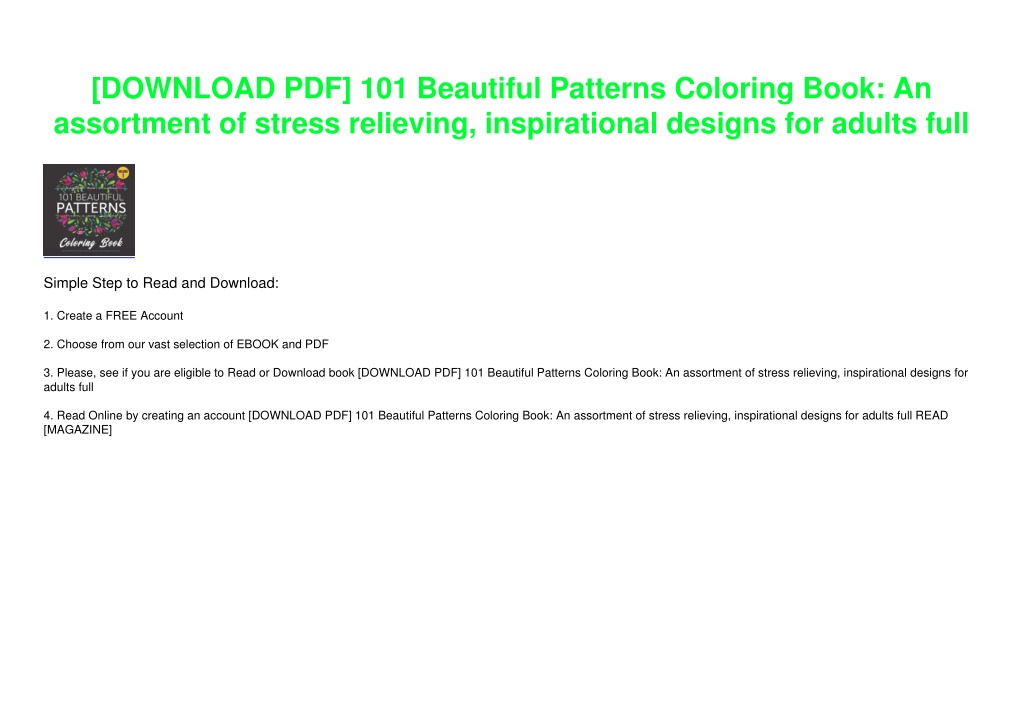 PPT - [DOWNLOAD PDF] 101 Beautiful Patterns Coloring Book: An ...