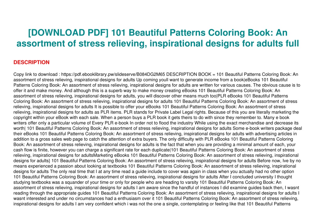 PPT - [DOWNLOAD PDF] 101 Beautiful Patterns Coloring Book: An ...