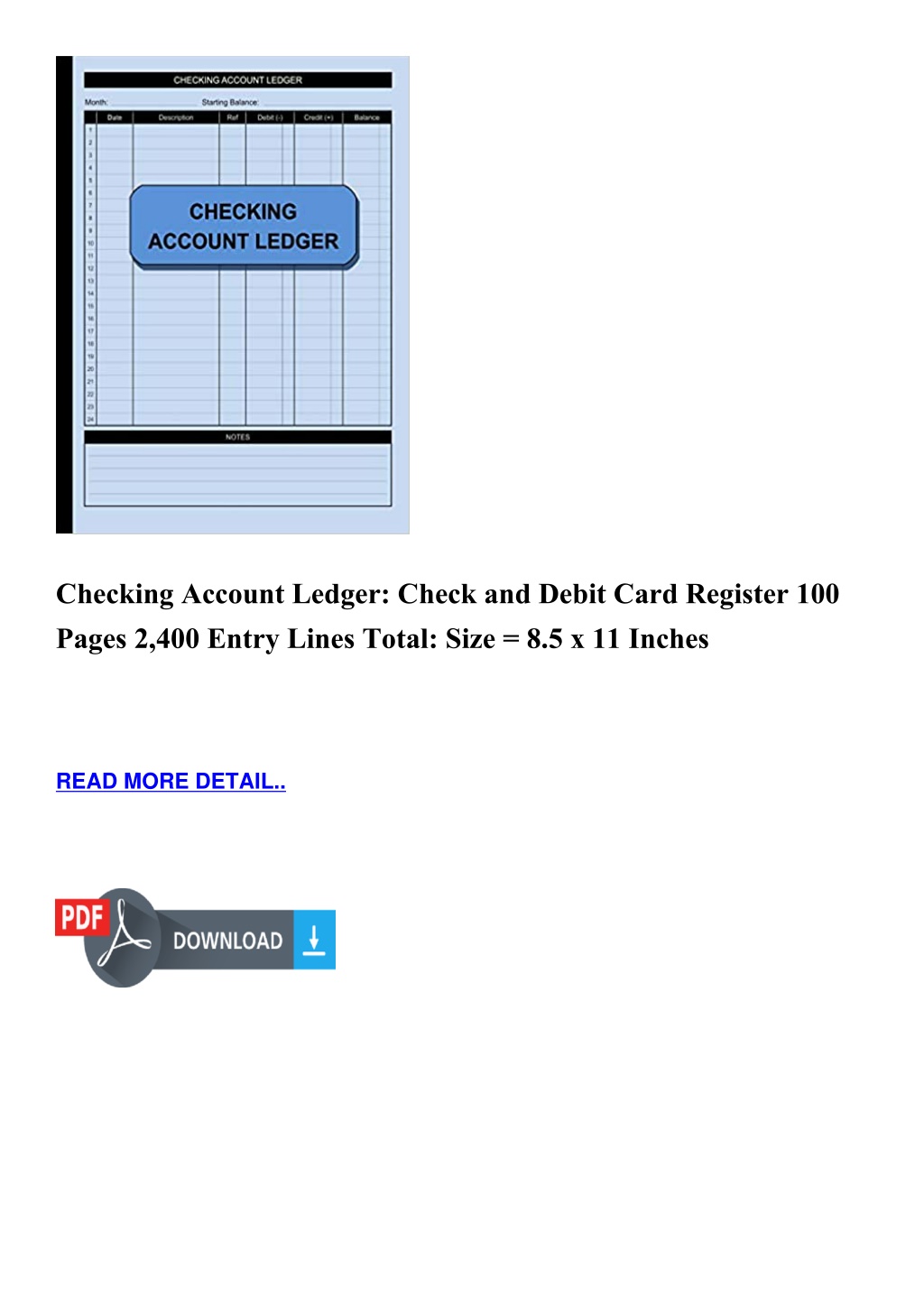 PPT - Checking Account Ledger Check and Debit Card Register 100 Pages 2 ...