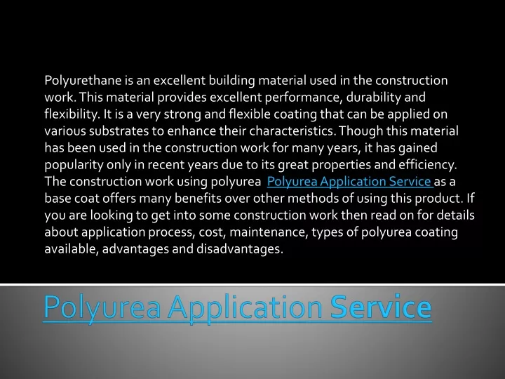 PPT - Polyurea Application Service PowerPoint Presentation, free ...