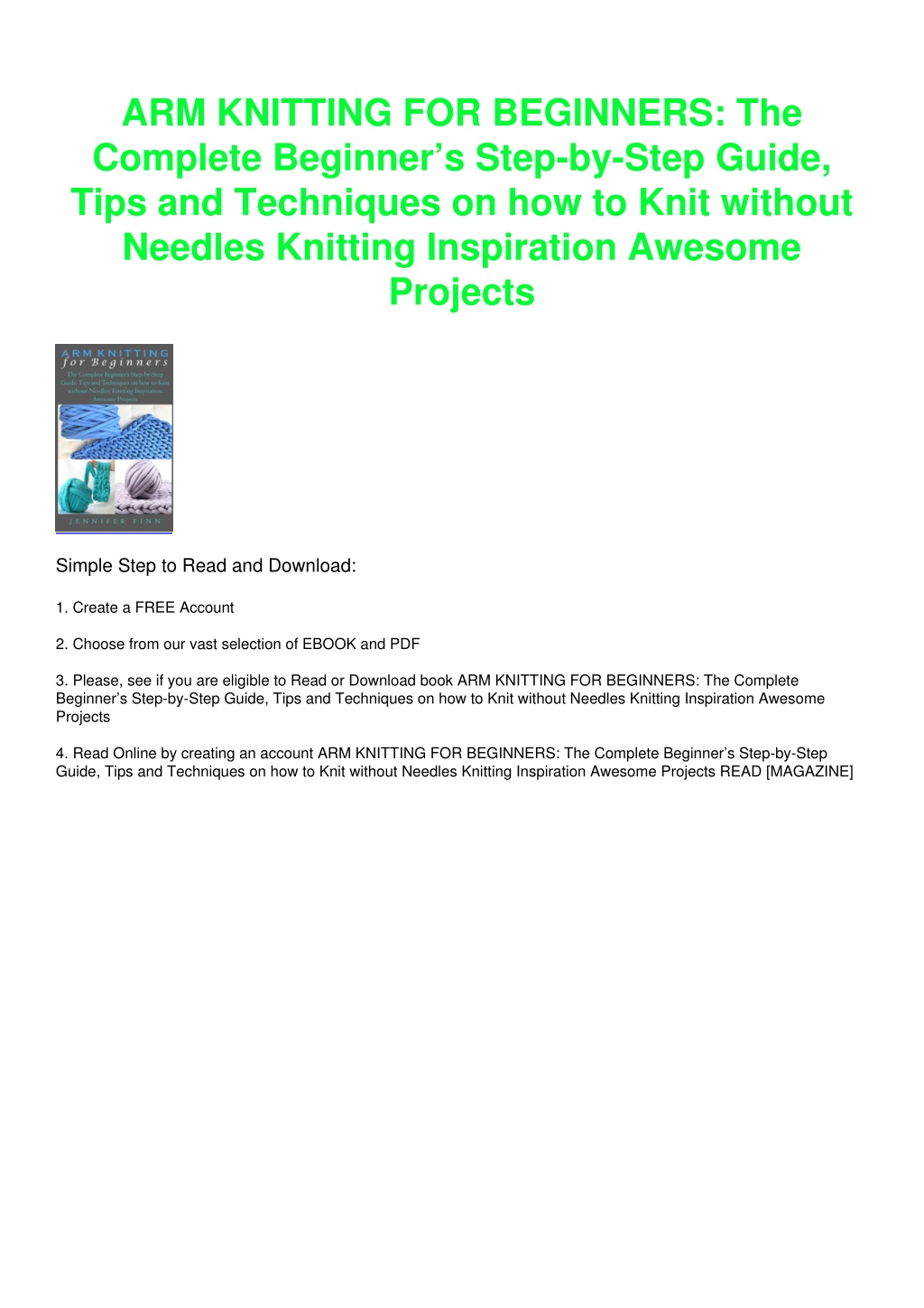 PPT - PDF/READ ARM KNITTING FOR BEGINNERS: The Complete Beginner’s Step ...