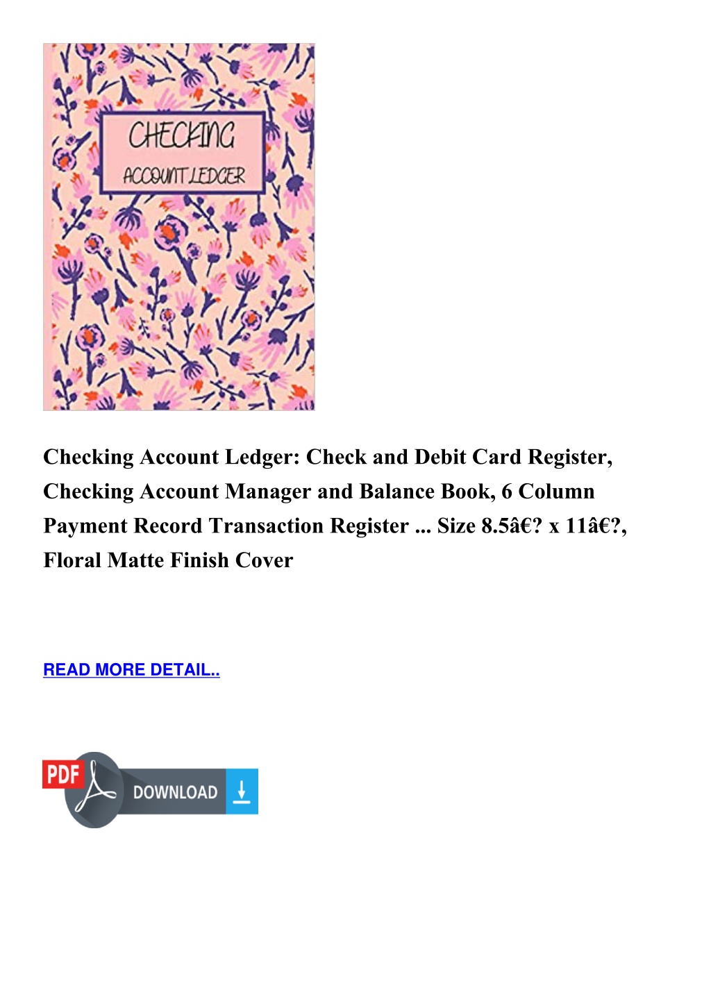 PPT - Checking Account Ledger Accounting Ledger for Bookkeeping Check and Debit Card Register ...