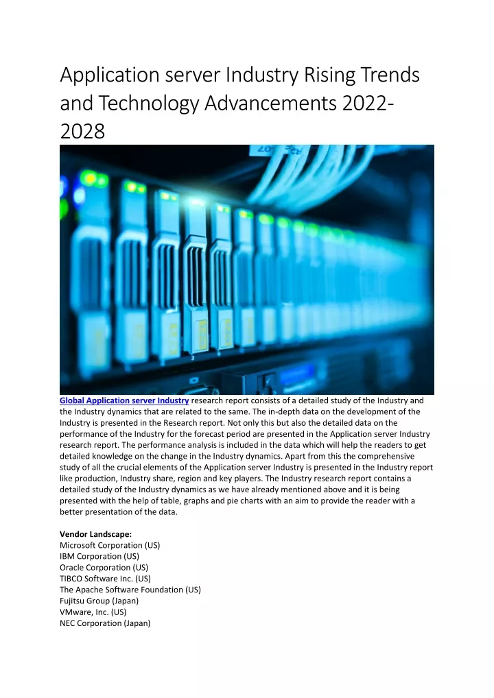 PPT - Application server Industry Rising Trends and Technology ...