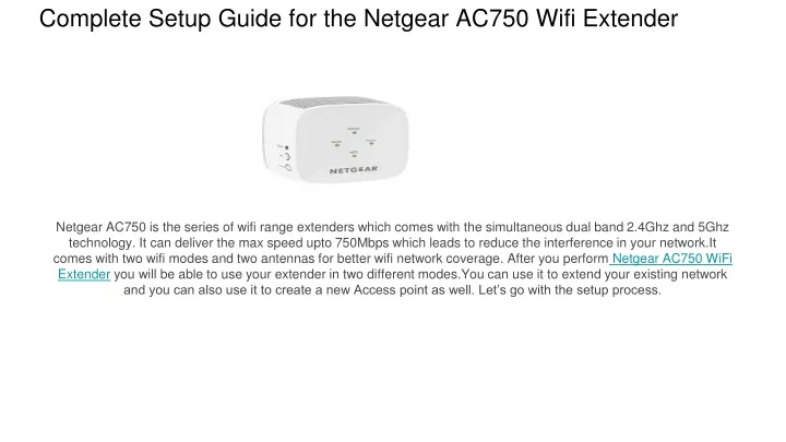 PPT - Netgear AC750 Wifi Extender PowerPoint Presentation, free ...