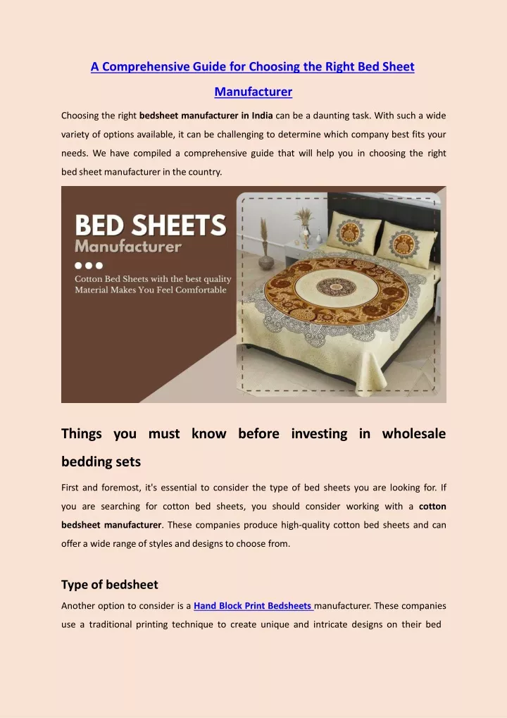 Ppt A Comprehensive Guide For Choosing The Right Bed Sheet