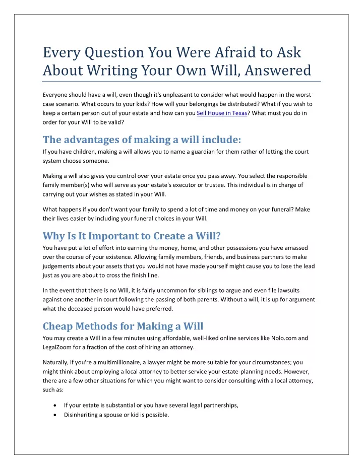 PPT - Every Question You Were Afraid to Ask About Writing Your Own Will ...