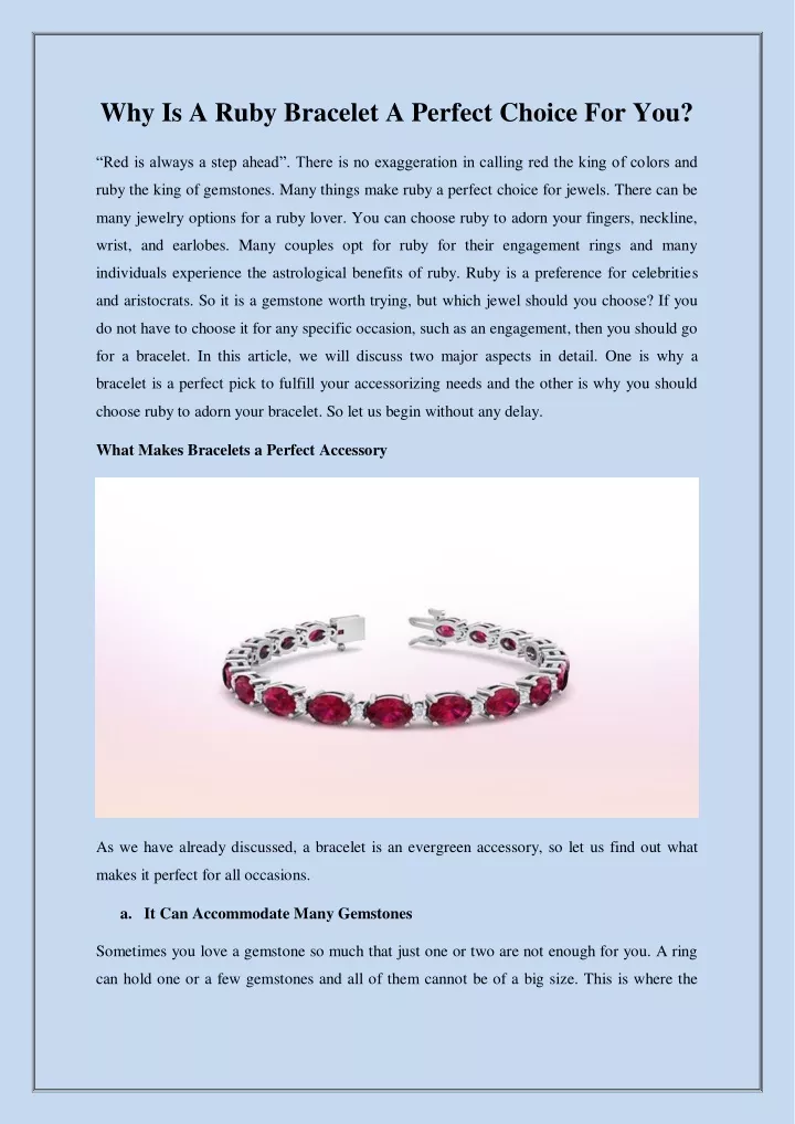 PPT - Why Is A Ruby Bracelet A Perfect Choice For You? PowerPoint Presentation - ID:11935126
