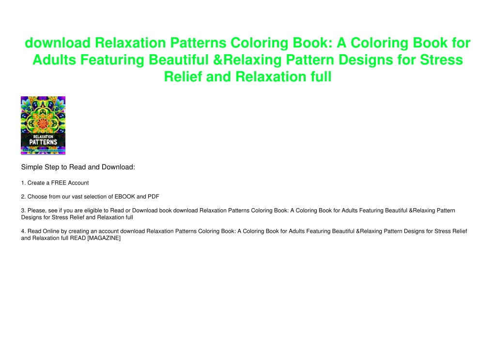 PPT - download Relaxation Patterns Coloring Book: A Coloring Book for ...