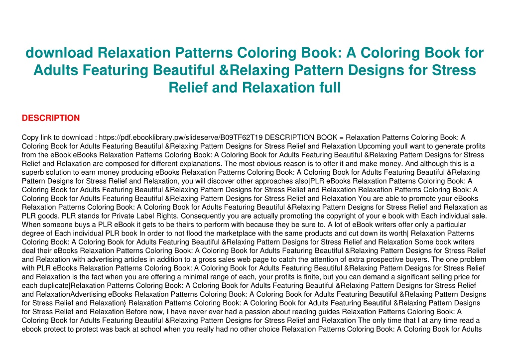PPT - download Relaxation Patterns Coloring Book: A Coloring Book for ...