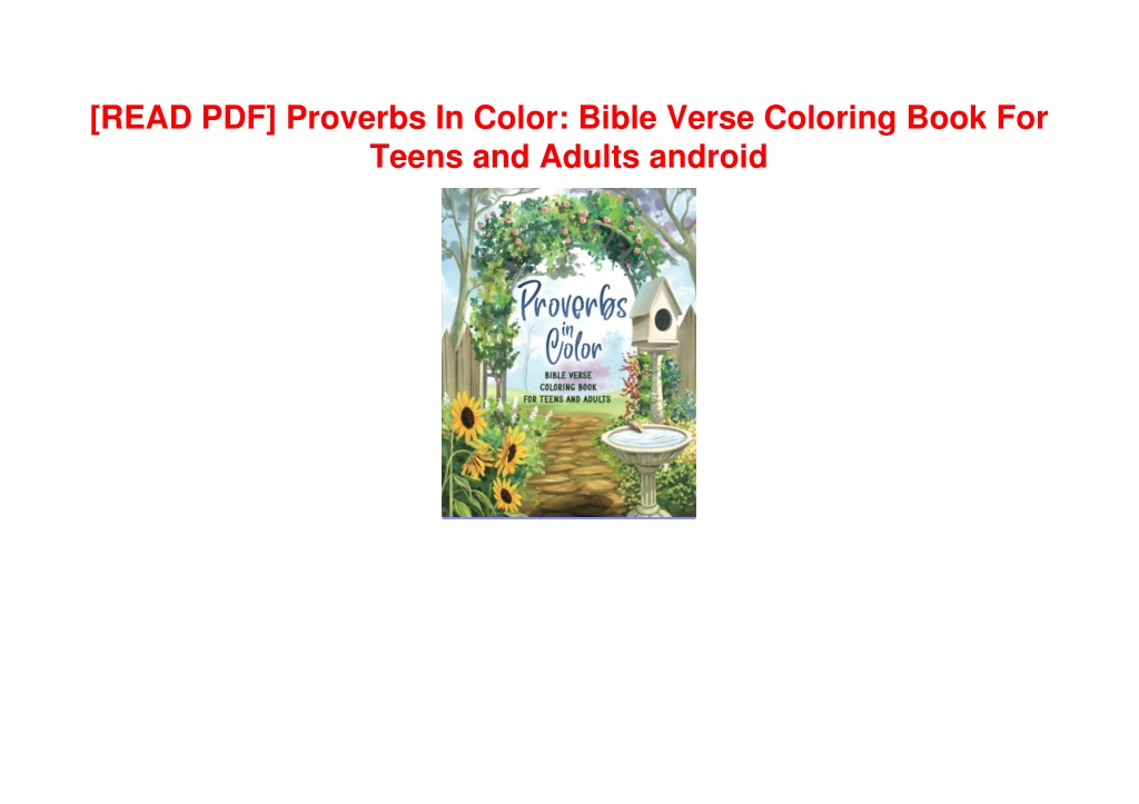 PPT - [READ PDF] Proverbs In Color: Bible Verse Coloring Book For Teens ...