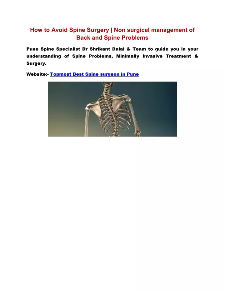 PPT - How to Avoid Spine Surgery | Non surgical management of Back and ...