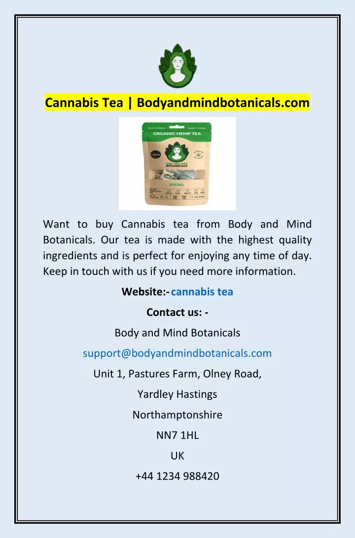 PPT - Cannabis Tea | Bodyandmindbotanicals.com PowerPoint Presentation ...