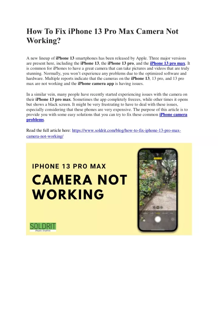 PPT - How To Fix iPhone 13 Pro Max Camera Not Working? PowerPoint ...