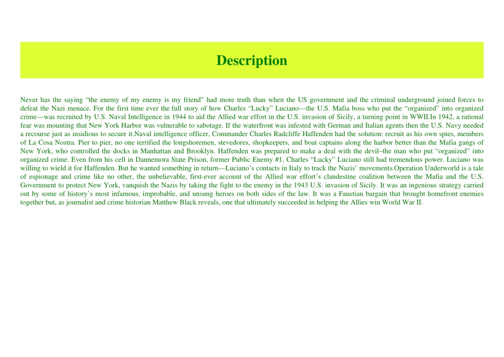 PPT - PDF) Operation Underworld How the Mafia and U.S. Government ...