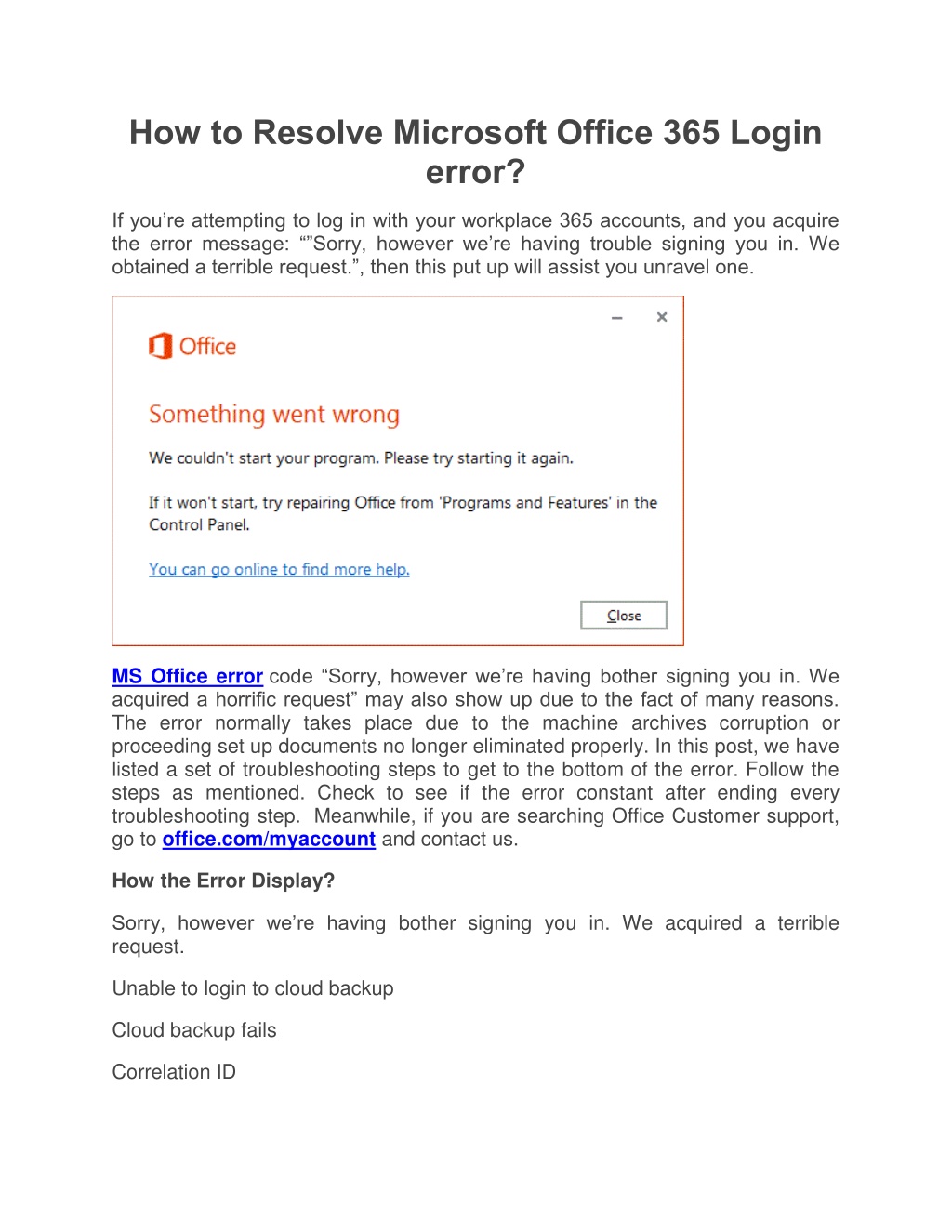 PPT - How to Resolve Microsoft Office 365 Login error? PowerPoint ...