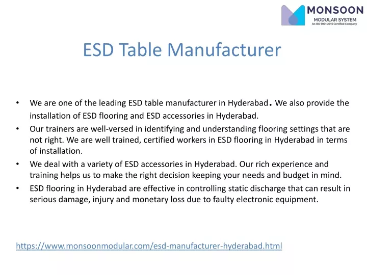 PPT - ESD Table Manufacturer Hyderabad-ESD Flooring-ESD Accessories ...