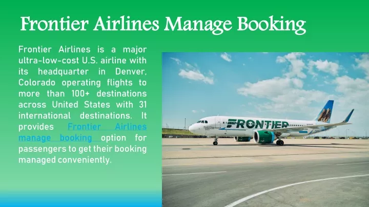 PPT - Frontier Airlines Manage Booking PowerPoint Presentation, free ...