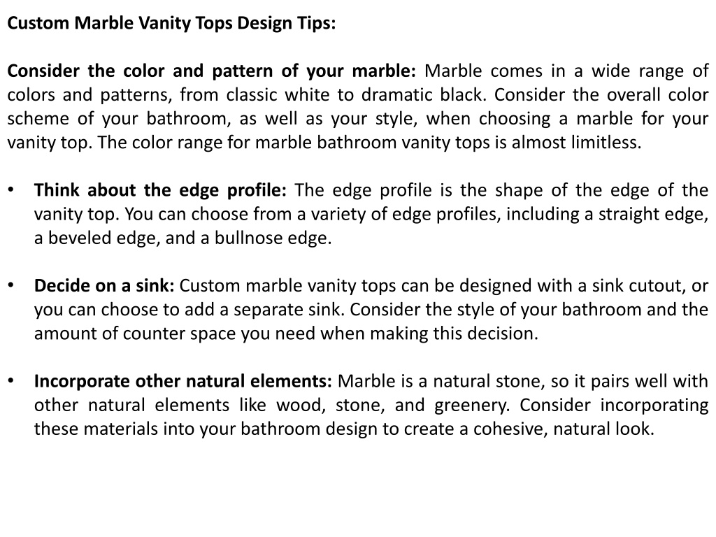 PPT - Designing Your Dream Bathroom With Custom Marble Vanity Tops ...