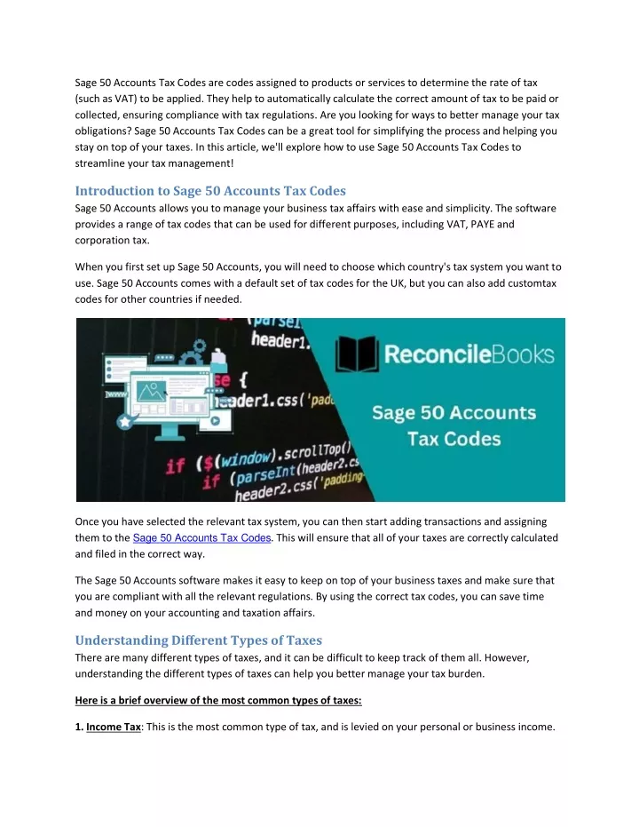 PPT - Sage 50 Accounts Tax Codes PowerPoint Presentation, free download ...