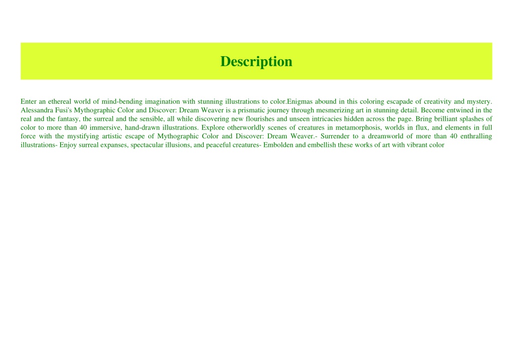 PPT - PDF READ Mythographic Color and Discover Dream Weaver An Artist's ... PPT - PDF READ Mythographic Color and Discover Dream Weaver An Artist's ...