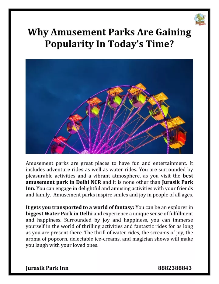 PPT - Why Amusement Parks Are Gaining Popularity In Today’s Time ...