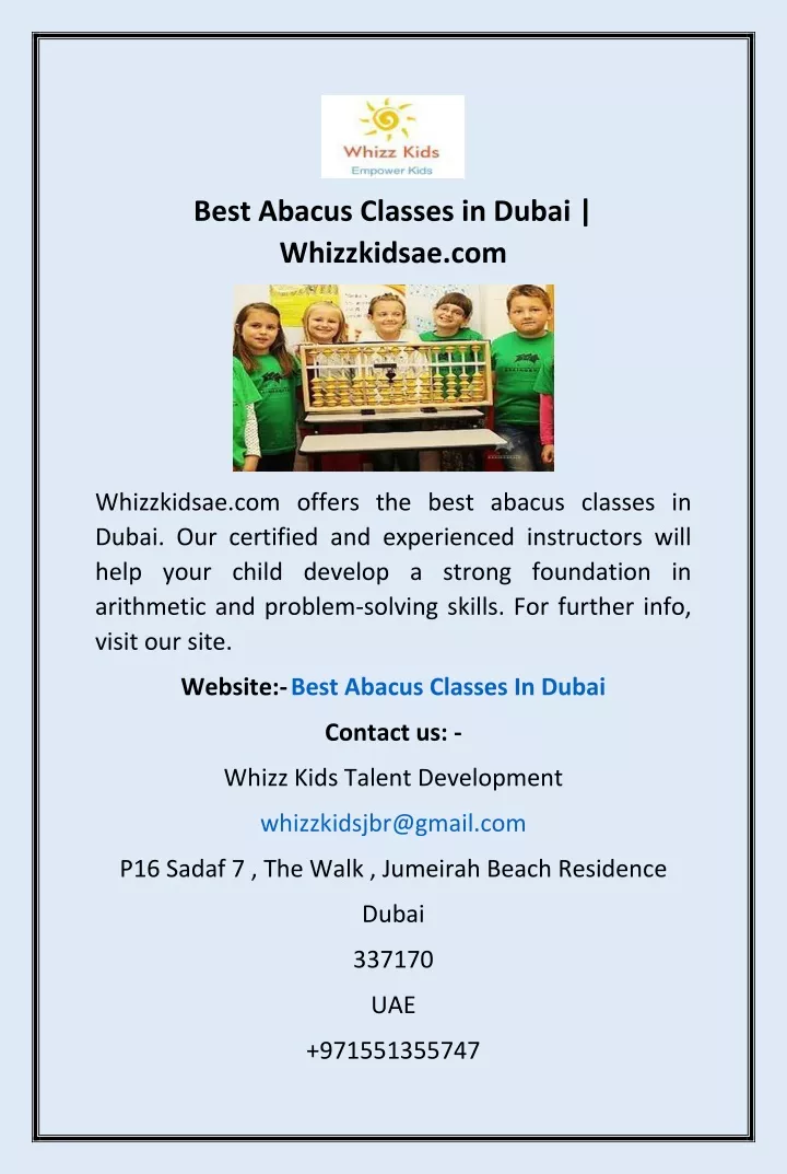 PPT - Best Abacus Classes in Dubai | Whizzkidsae.com PowerPoint ... PPT - Best Abacus Classes in Dubai | Whizzkidsae.com PowerPoint ...