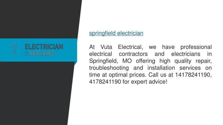 PPT - Springfield Electrician at Vuta Electrical PowerPoint ...