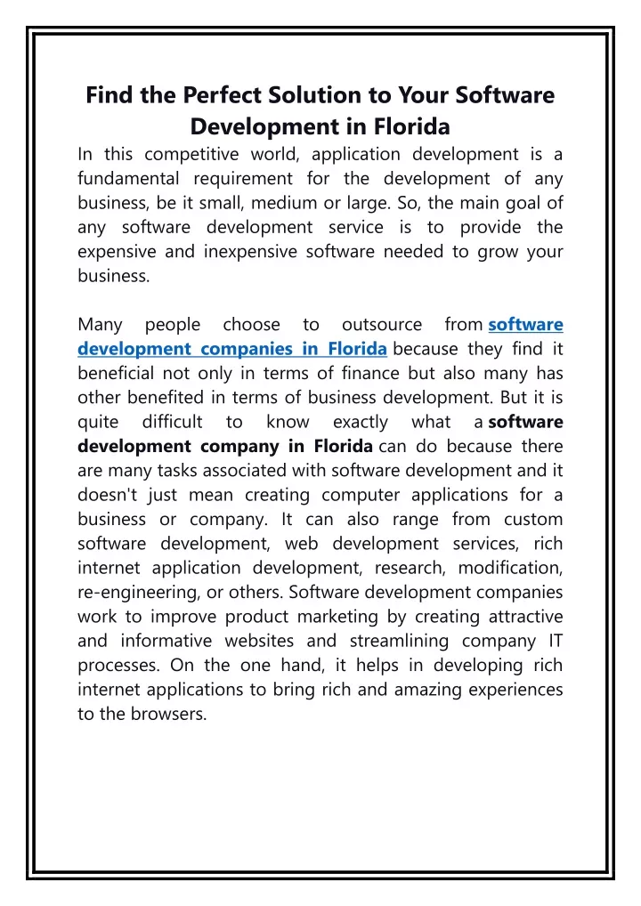 PPT - Find the Perfect Solution to Your Software Development in Florida ...