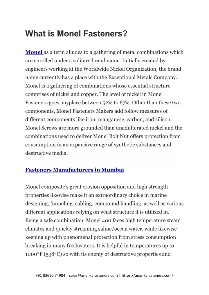 PPT - What is Monel Fasteners PowerPoint Presentation, free download ...