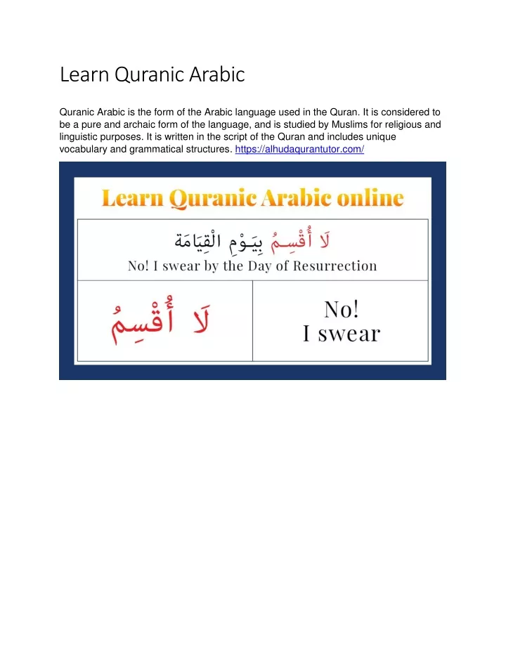 PPT - Learn Quranic Arabic PowerPoint Presentation, free download - ID ...