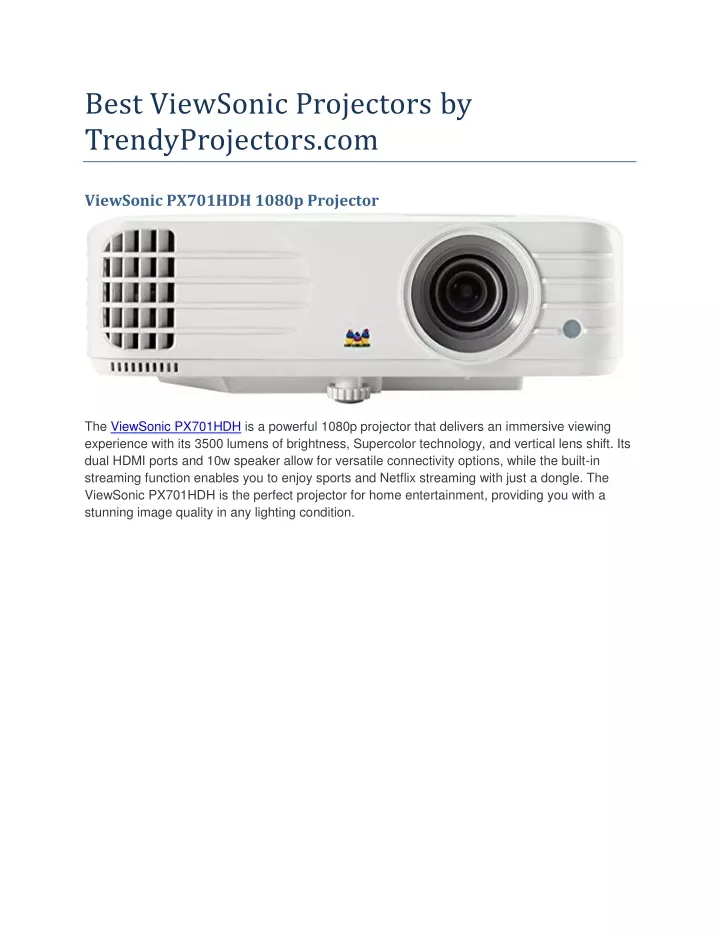 PPT - Best ViewSonic Projectors by TrendyProjectors PowerPoint ...