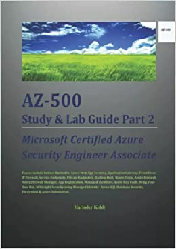 PPT - DOWNLOAD AZ 500 Study Lab Guide Part 2 Microsoft Certified Azure ...