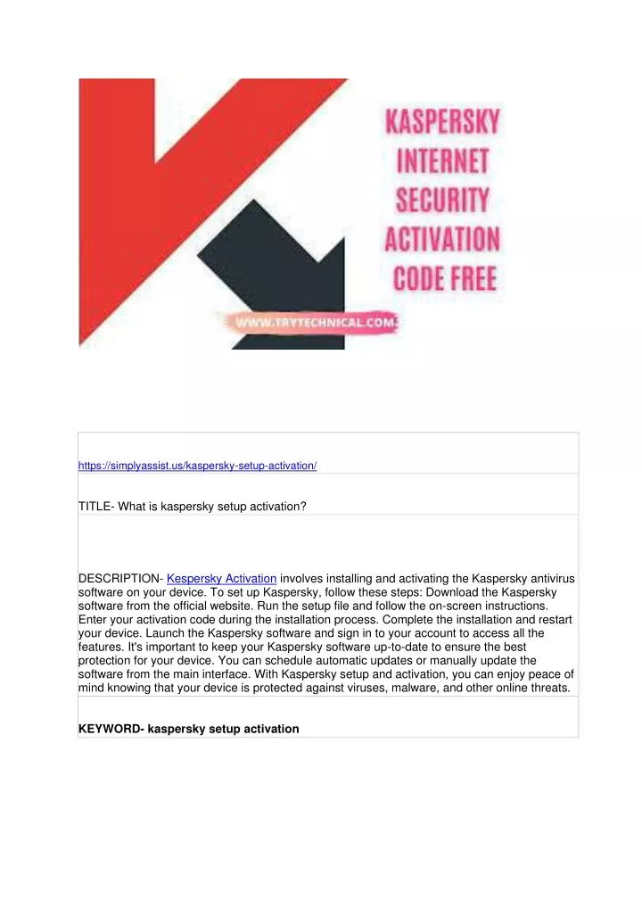 PPT - How to setup kaspersky activation? PowerPoint Presentation, free ...