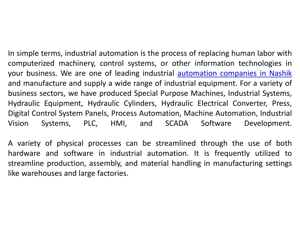 PPT - Best Automation Services Companies in Nashik, India PowerPoint ...