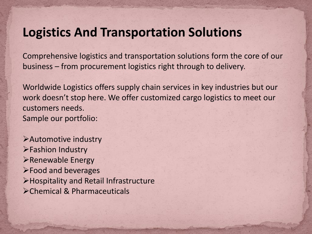 PPT - The Services Offered By An International Freight Forwarding ...
