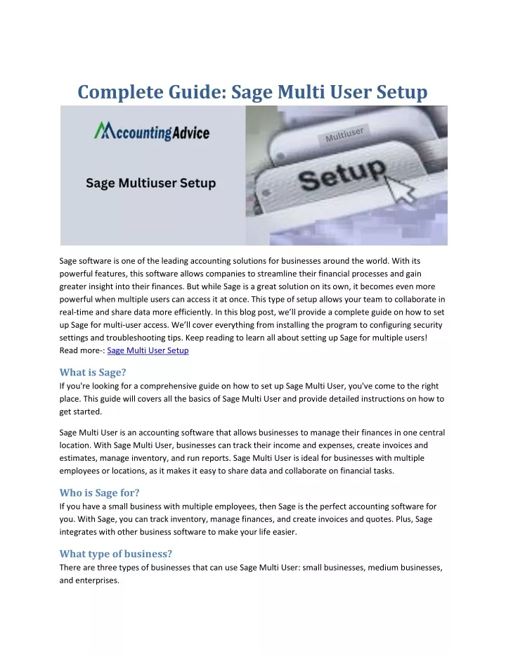 PPT - Complete Guide: Sage Multi User Setup PowerPoint Presentation ...