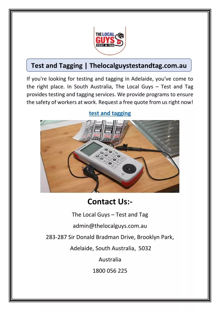 PPT - Test and Tagging | Thelocalguystestandtag.com.au PowerPoint ...