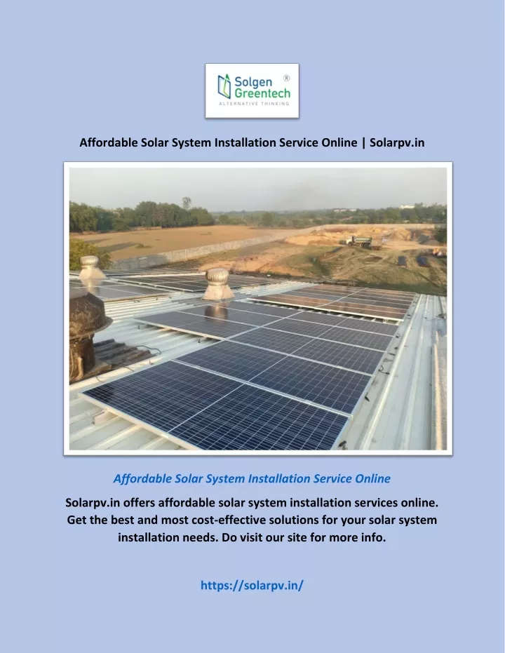 PPT - Affordable Solar System Installation Service Online | Solarpv.in ...