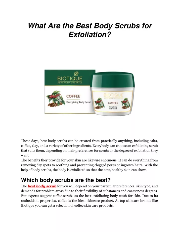 Ppt What Are The Best Body Scrubs For Exfoliation Powerpoint Presentation Id11955558
