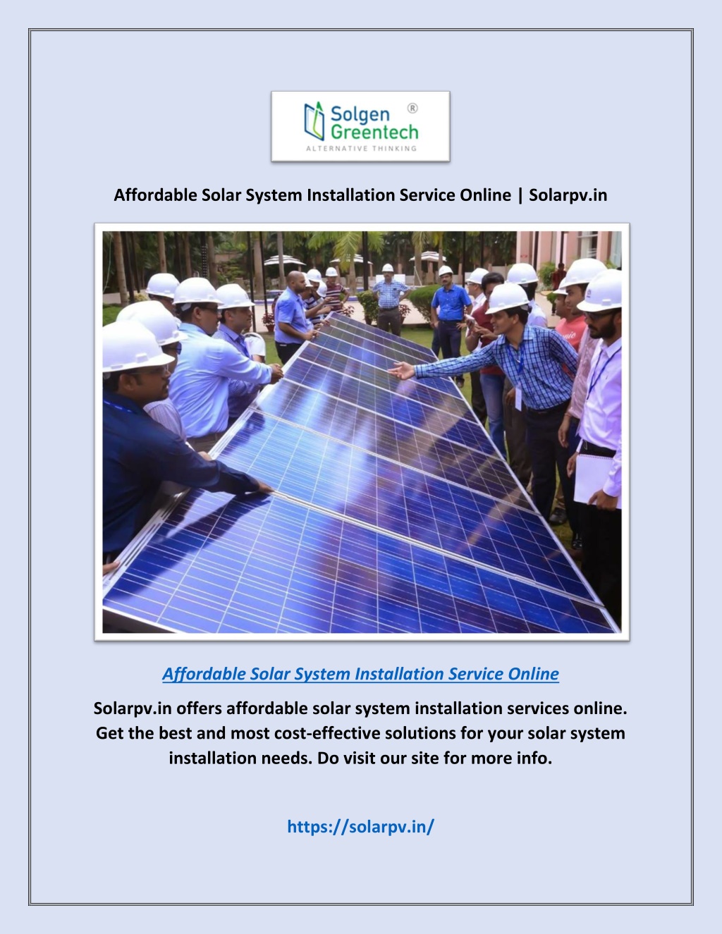 PPT - Affordable Solar System Installation Service Online | Solarpv.in ...