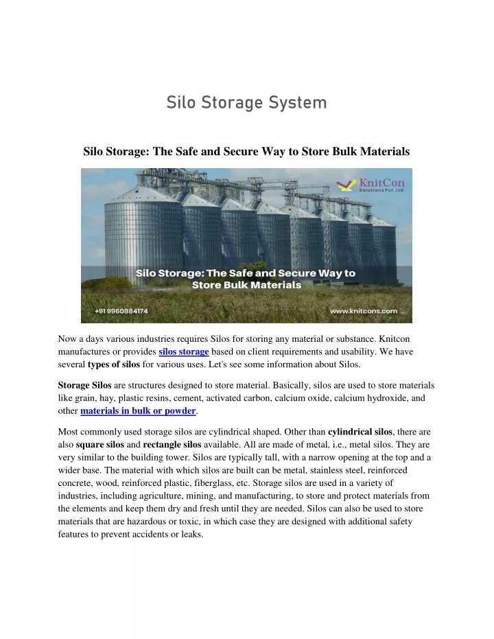 PPT - Silo Storage System PowerPoint Presentation, free download - ID ...