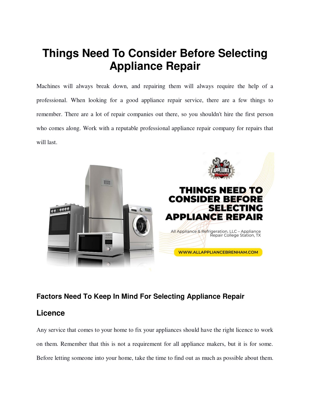 PPT - Things Need To Consider Before Selecting Appliance Repair ...