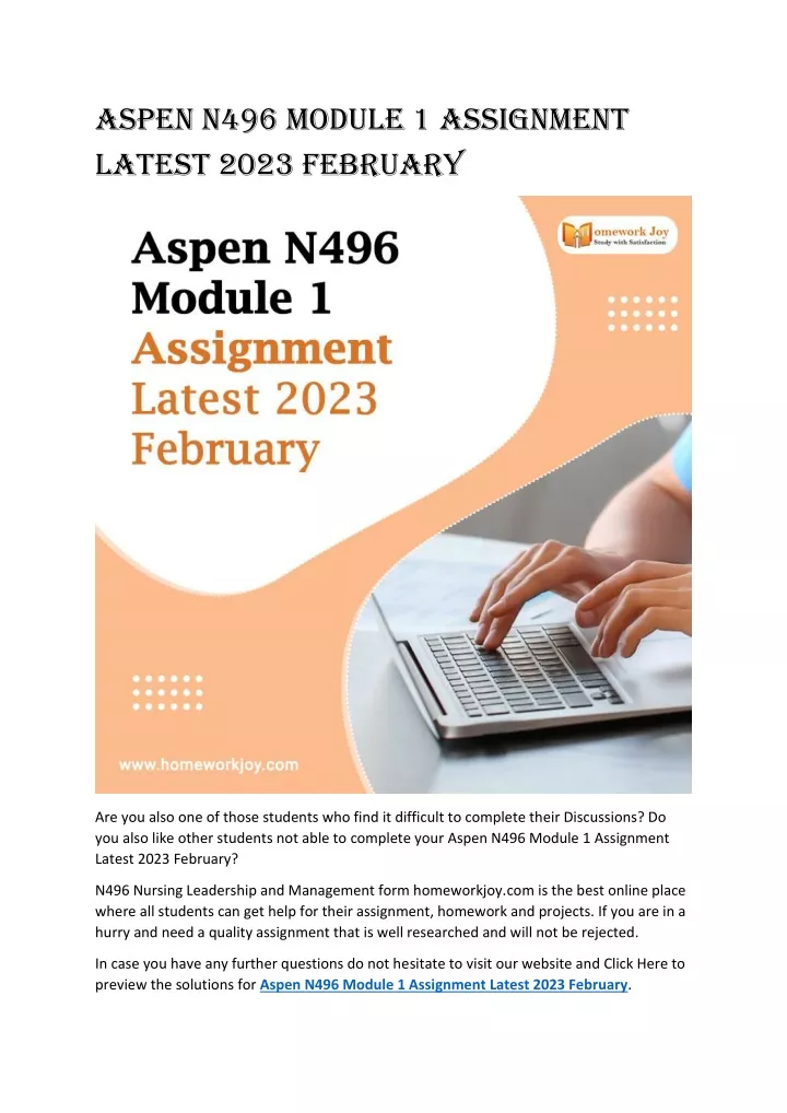 PPT - Aspen N496 Module 1 Assignment Latest 2023 February PowerPoint ...