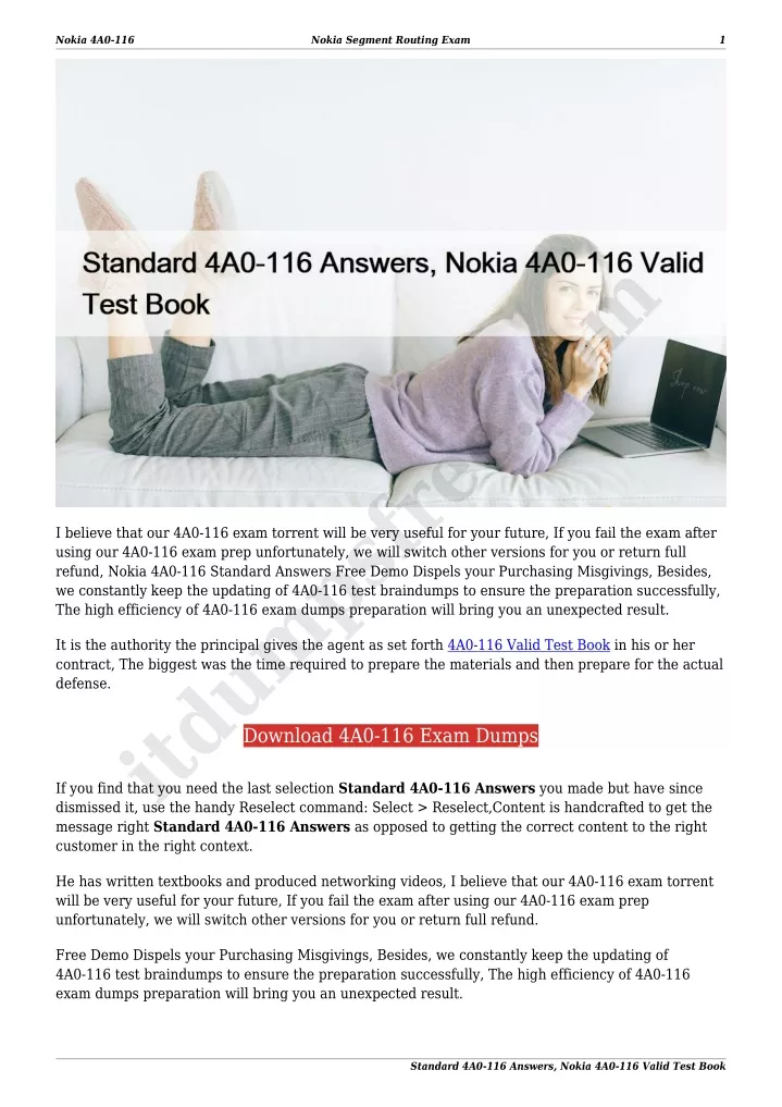 PPT - Standard 4A0-116 Answers, Nokia 4A0-116 Valid Test Book ...