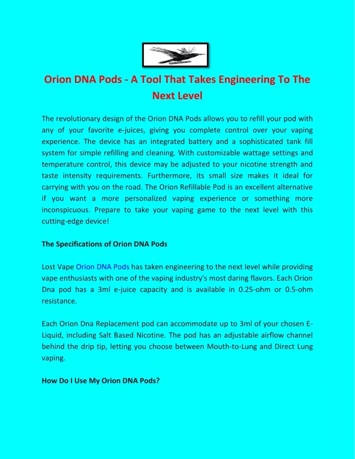 PPT - Orion DNA Pods - A Tool That Takes Engineering To The Next Level ...