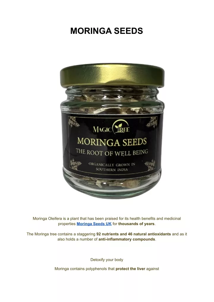PPT - Buy Moringa Seeds UK | Magic Tree Superfoods PowerPoint ...