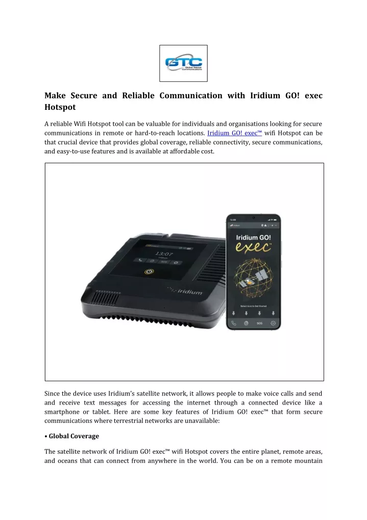 PPT - Make Secure and Reliable Communication with Iridium GO ...