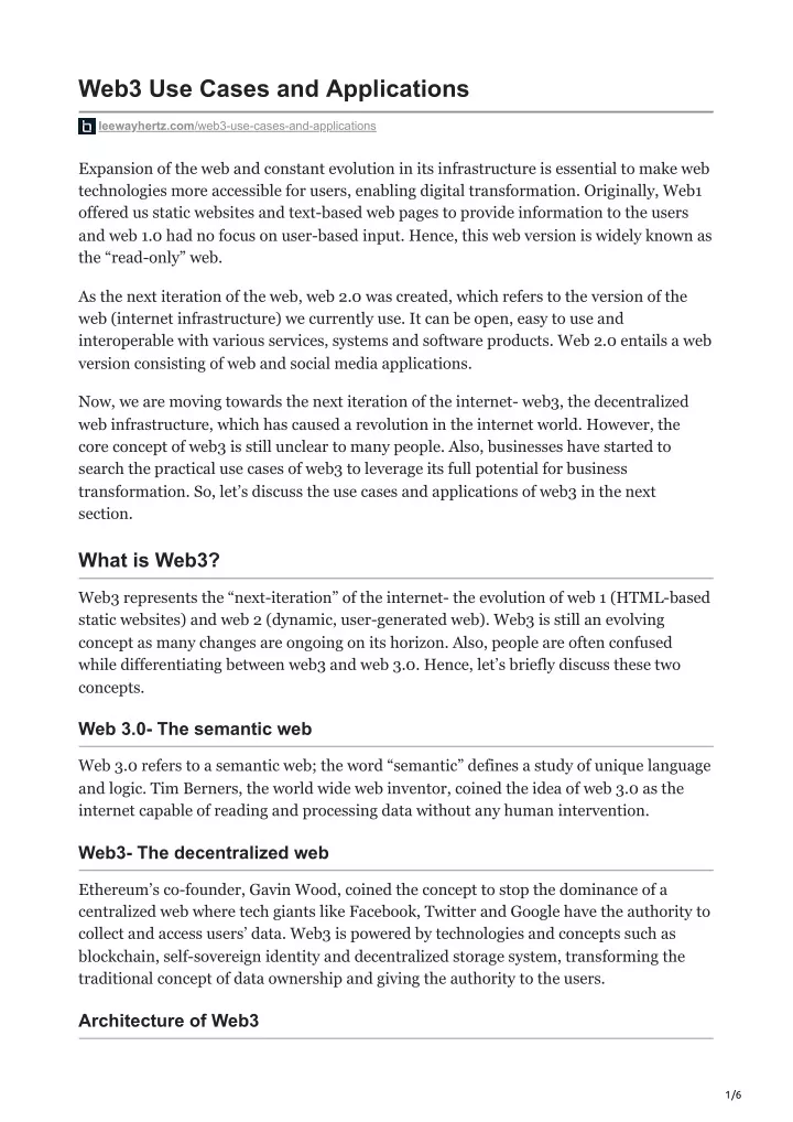 PPT - leewayhertz.com-Web3 Use Cases and Applications PowerPoint Presentation - ID:11961182