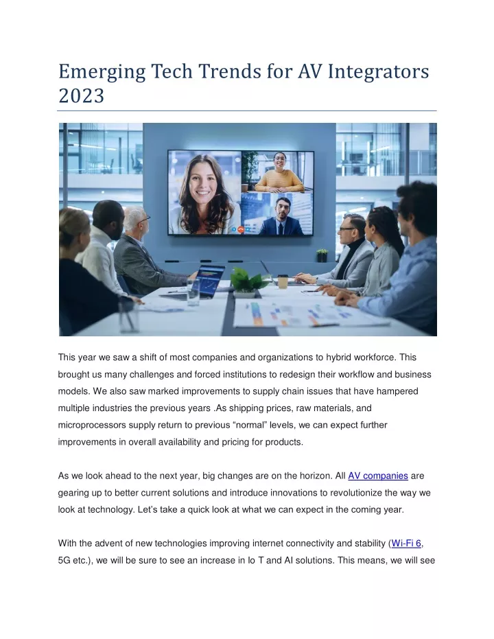 PPT - Emerging Tech Trends for AV Integrators 2023 PowerPoint ...