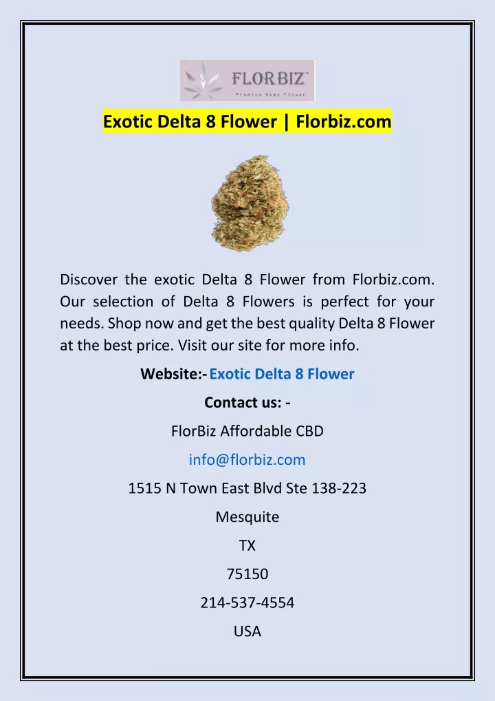 PPT - Exotic Delta 8 Flower | Florbiz.com PowerPoint Presentation, free ... PPT - Exotic Delta 8 Flower | Florbiz.com PowerPoint Presentation, free ...